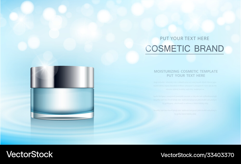Cosmetic product poster bottle package design Vector Image