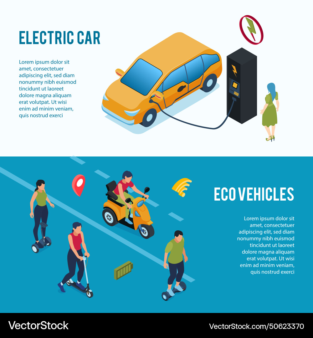 Electric transport banners set Royalty Free Vector Image