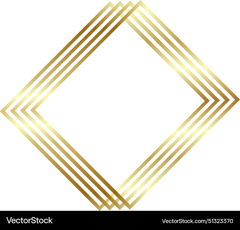 Gold shiny glowing frame with shadows isolated Vector Image