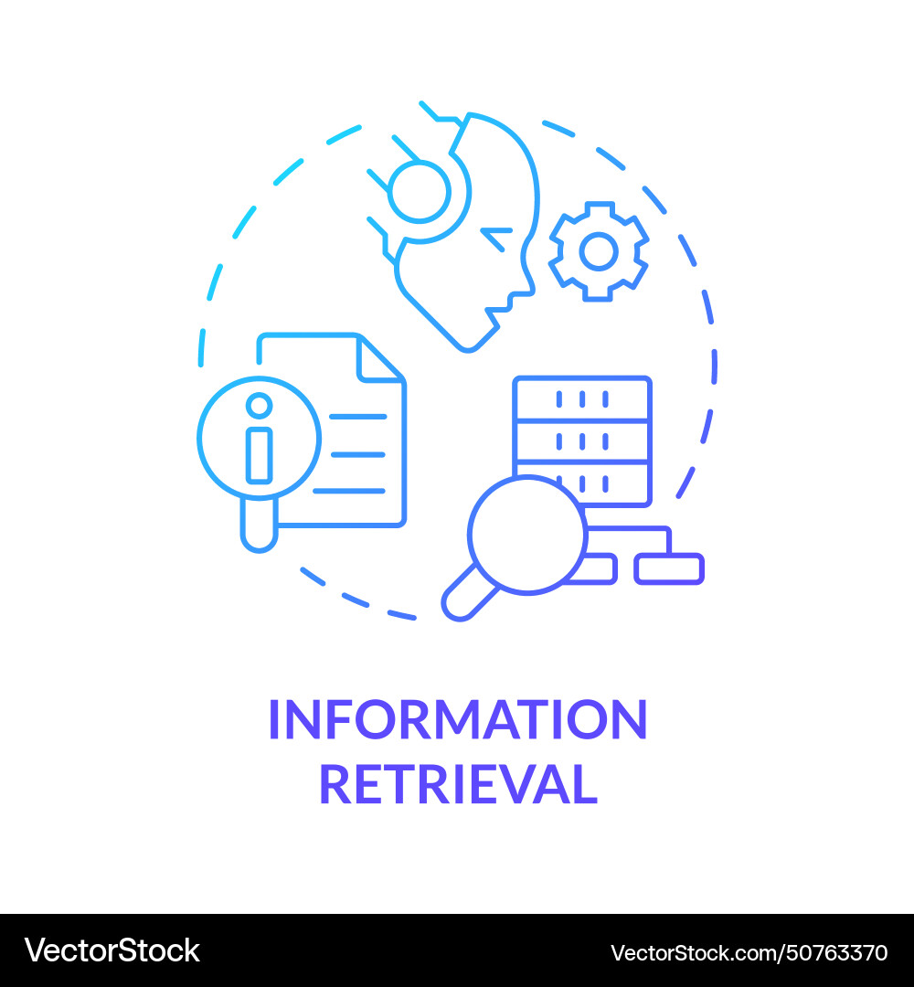 Information retrieval blue gradient concept icon Vector Image