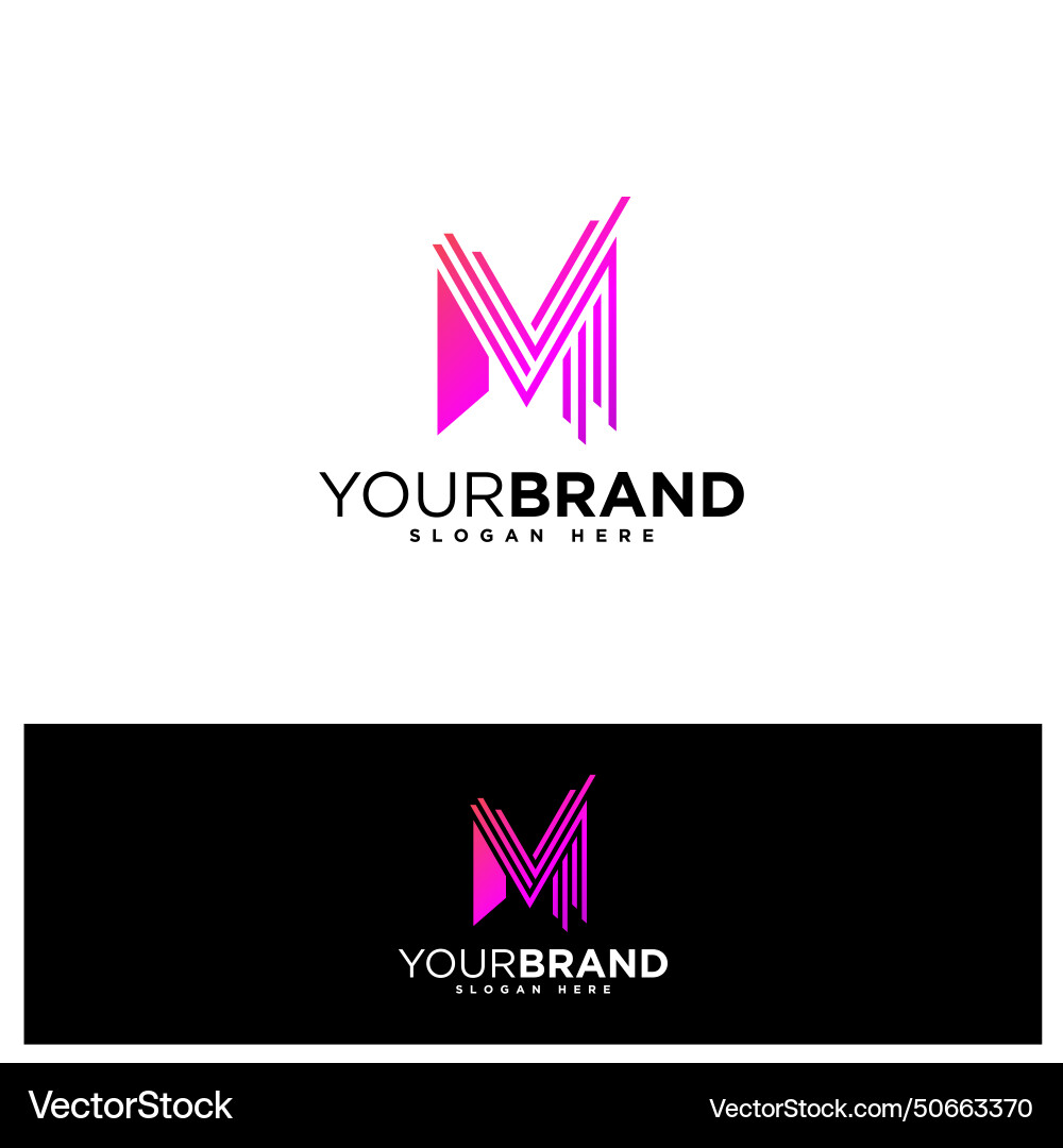 Lining bold capital alphabet letter m logo Vector Image