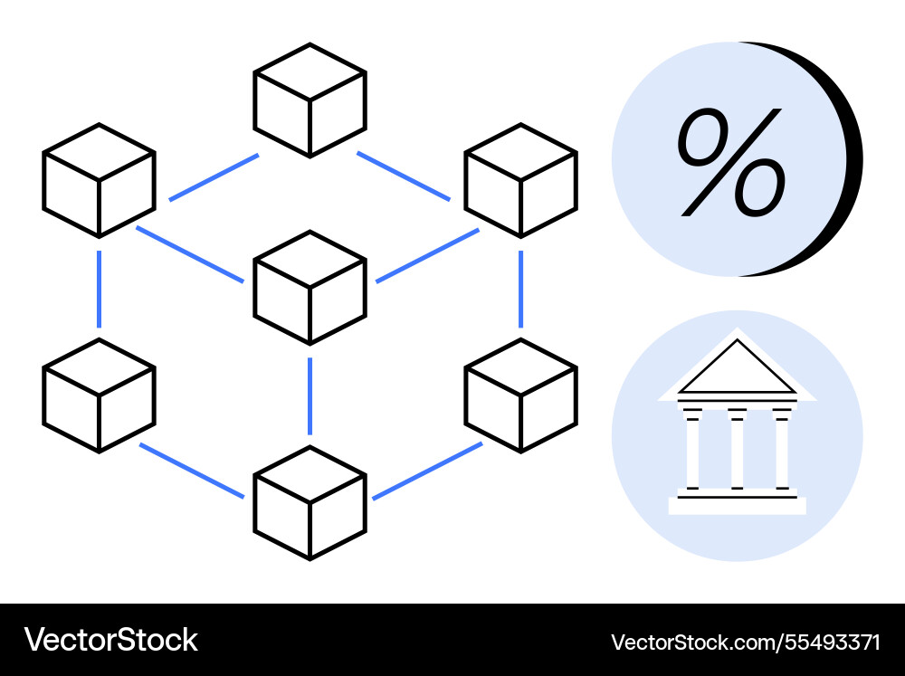 Blockchain network of interconnected cubes Vector Image