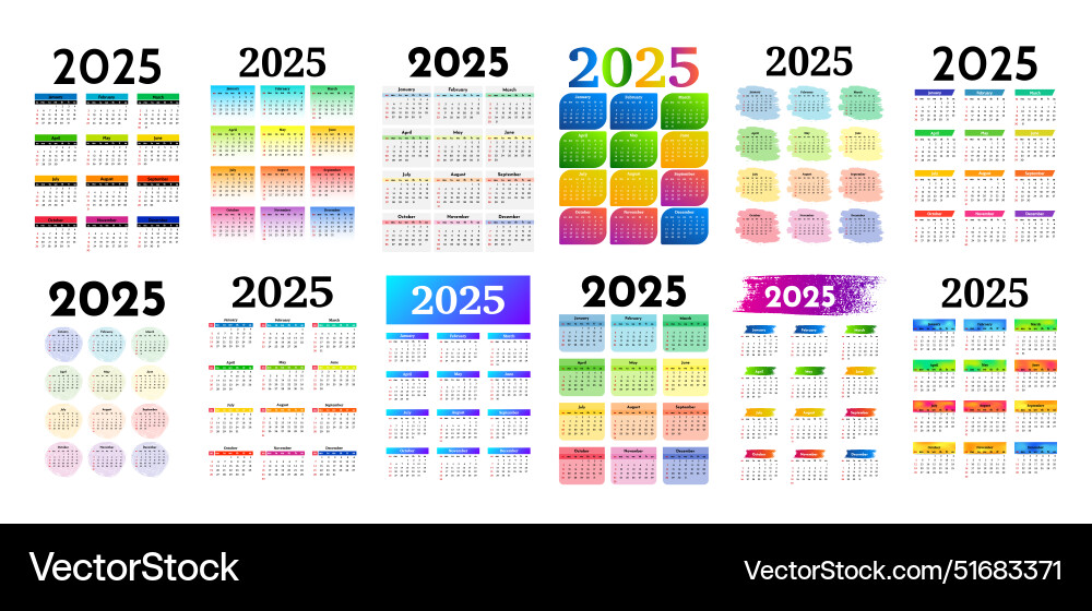 Calendar for 2025 isolated on a white background Vector Image
