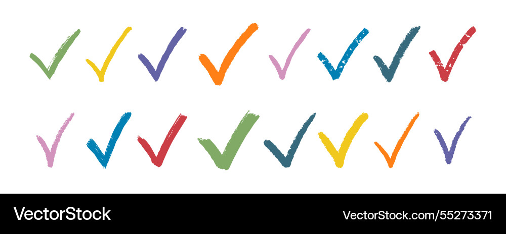 Check mark pastel textured doodle hand drawn Vector Image