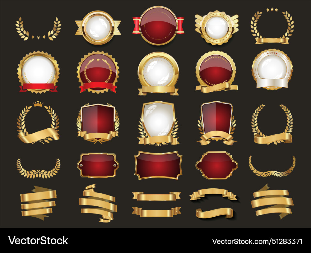 Collection of golden badge Royalty Free Vector Image