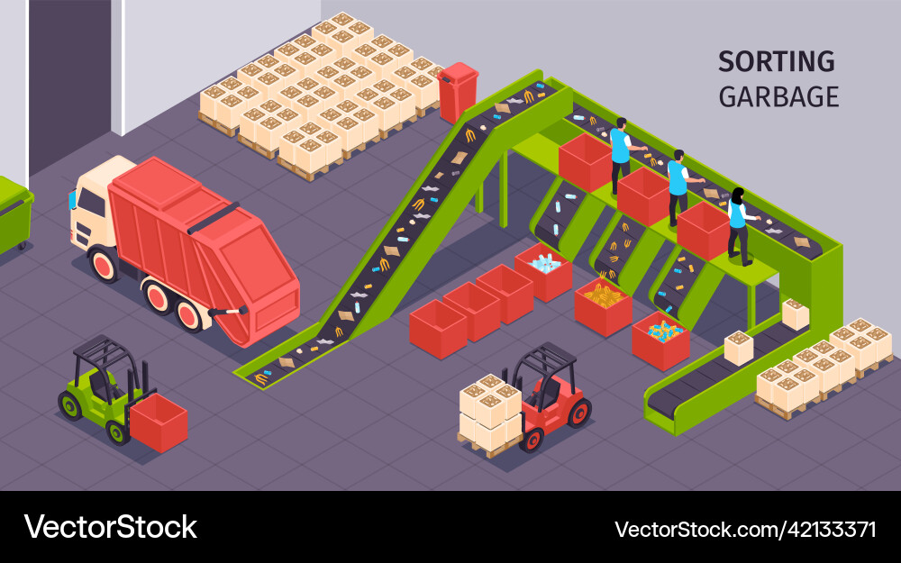 Colored and isometric garbage composition Vector Image