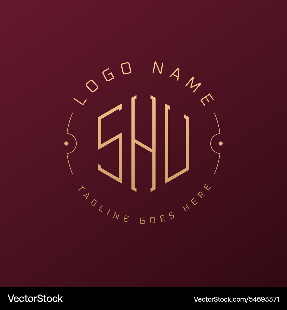 Luxury shu logo design elegant letter Royalty Free Vector