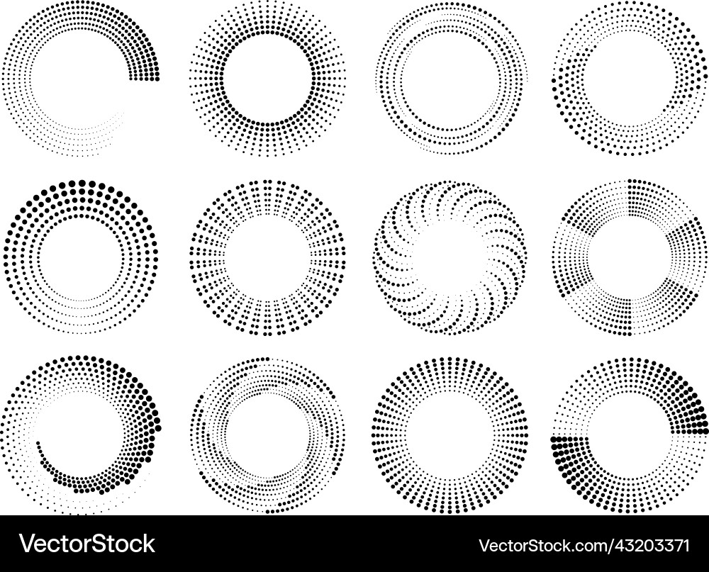 Round halftone frames grunge circular design Vector Image