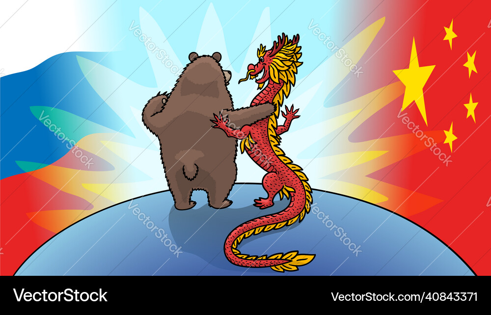 Russian bear and the chinese dragon agree Vector Image