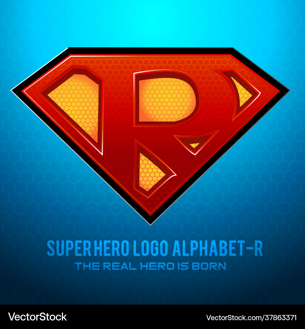 Superhero logo icon with letter r Royalty Free Vector Image