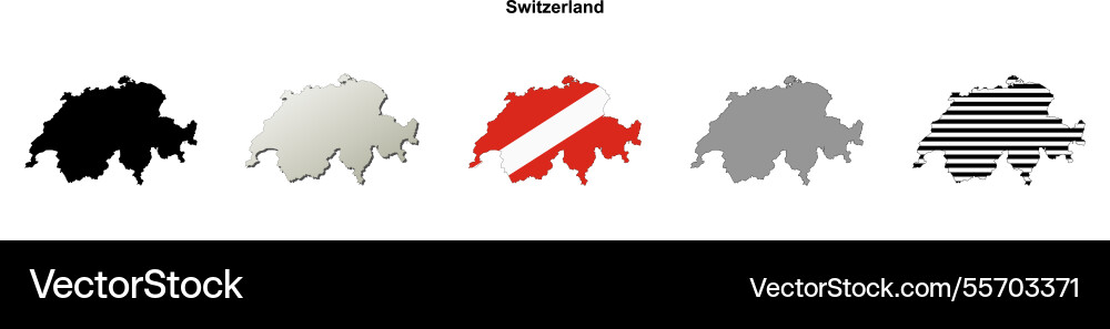 Switzerland outline map Royalty Free Vector Image