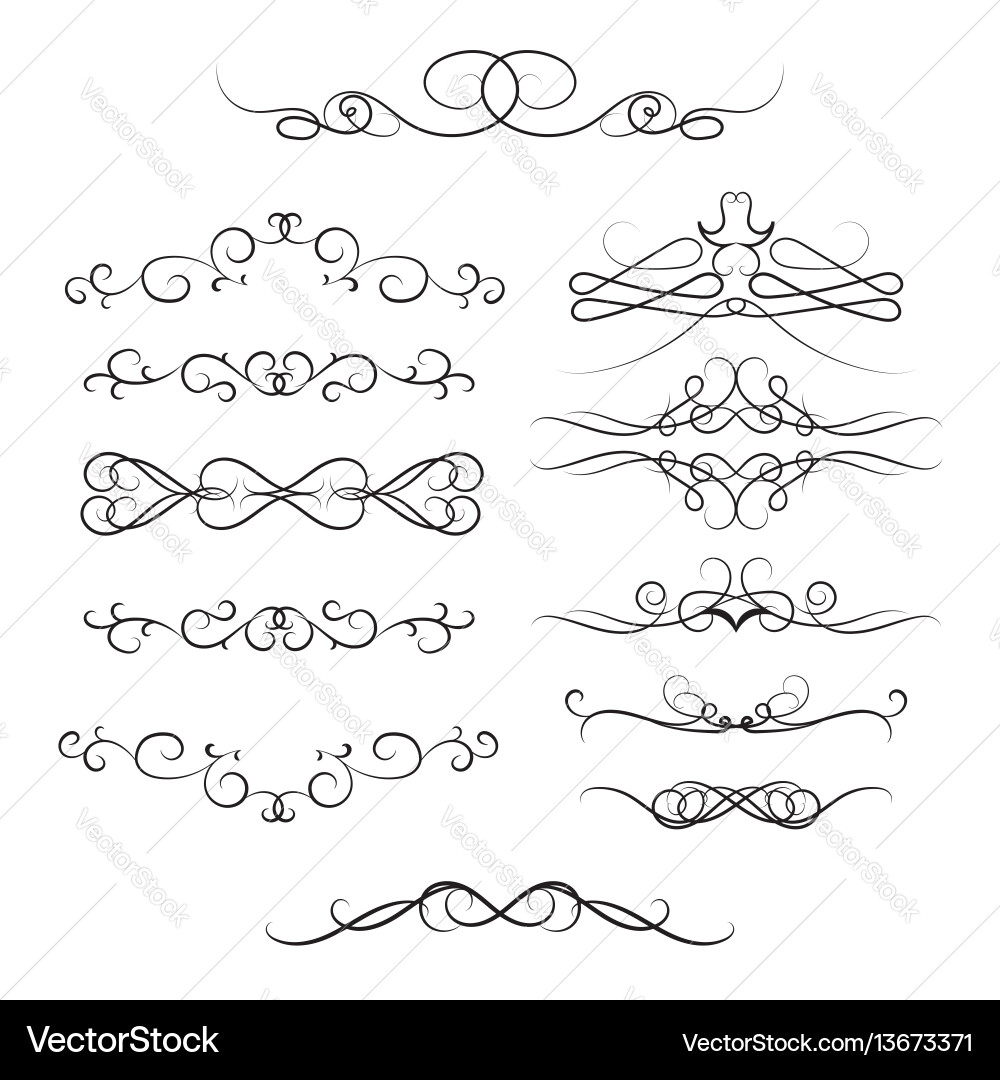 Vintage calligraphic vignettes and dividers set Vector Image