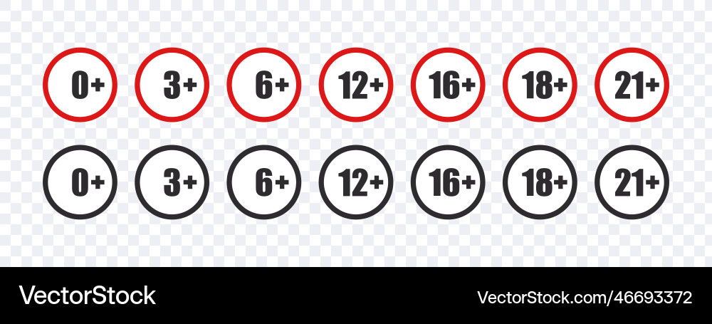 Age Restriction Badges - Round Icons Royalty Free Vector