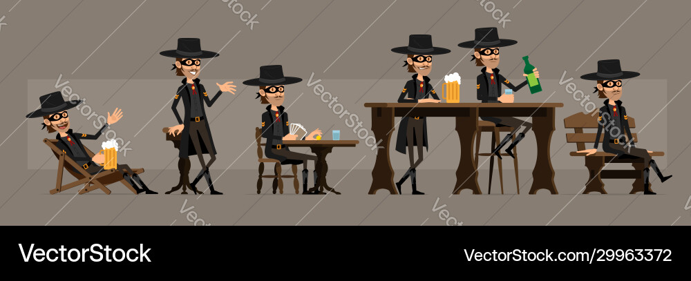 Cartoon Bandit with Mask and Hat Royalty Free Vector Image