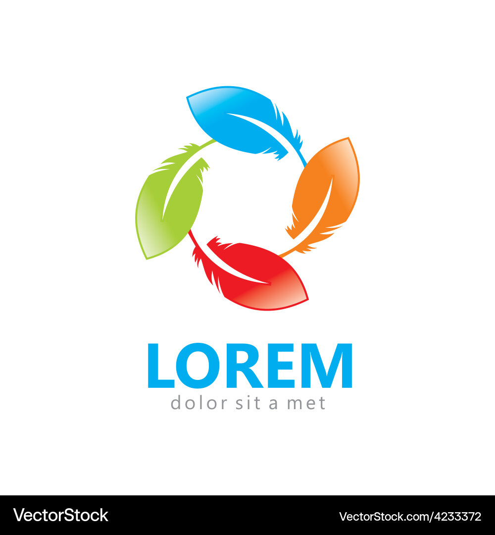 Feather circle flow color logo Royalty Free Vector Image
