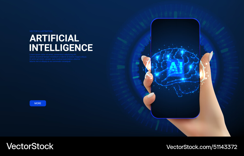 Futuristic banner with ai brain Royalty Free Vector Image