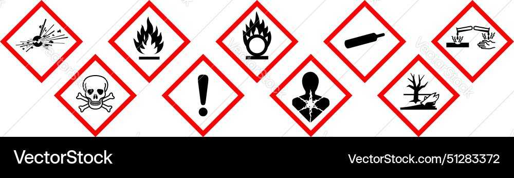GHS Hazard Warning Symbols Set Royalty Free Vector Image