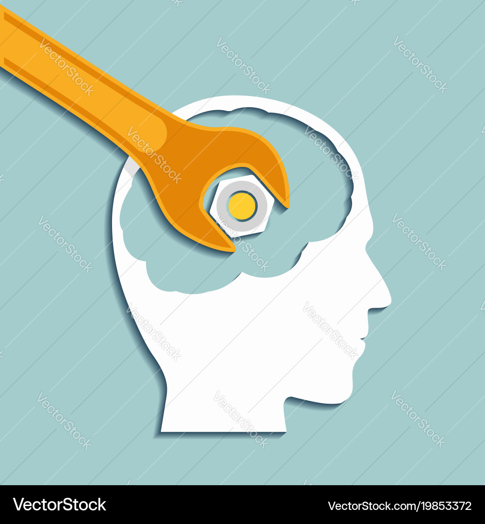 Human head and a wrench Royalty Free Vector Image