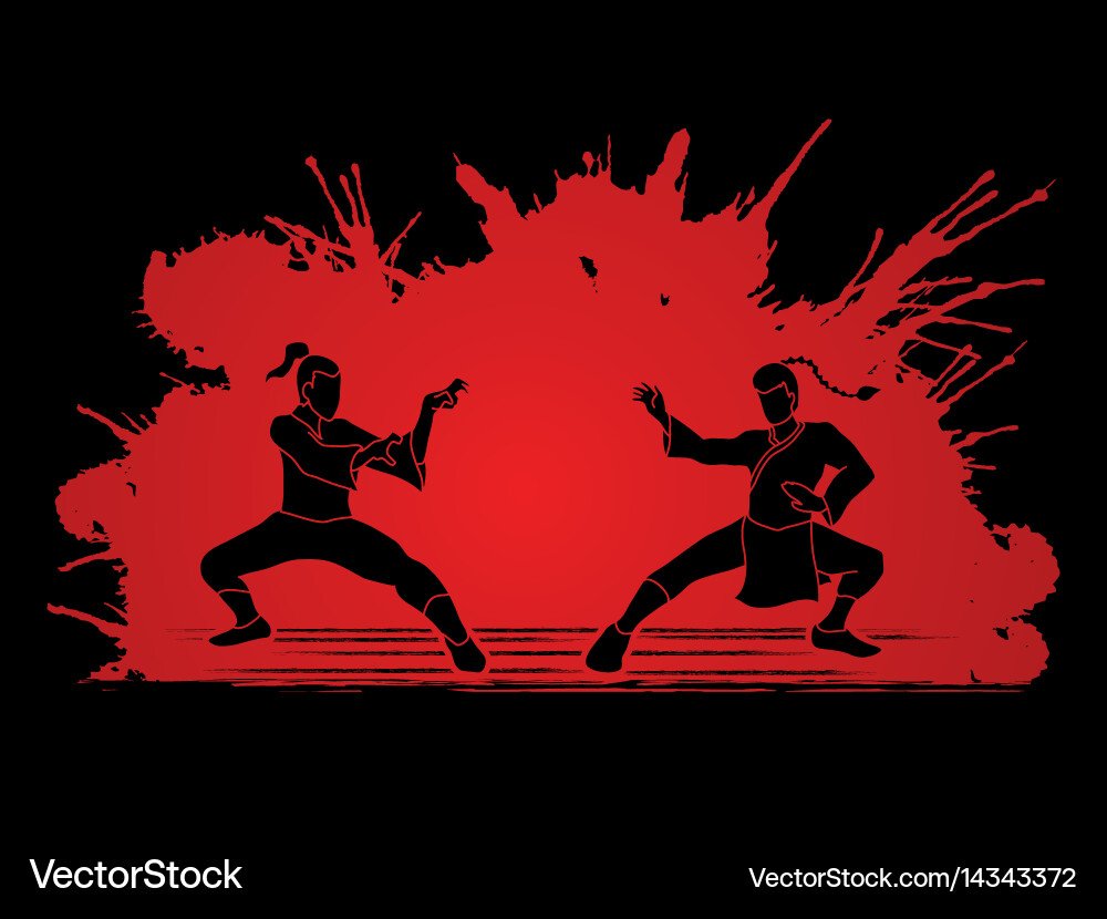 Kung fu fighting action battle graphic Royalty Free Vector