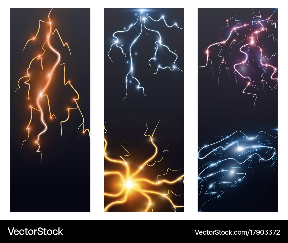Lightning Storm Collection Royalty Free Vector Image