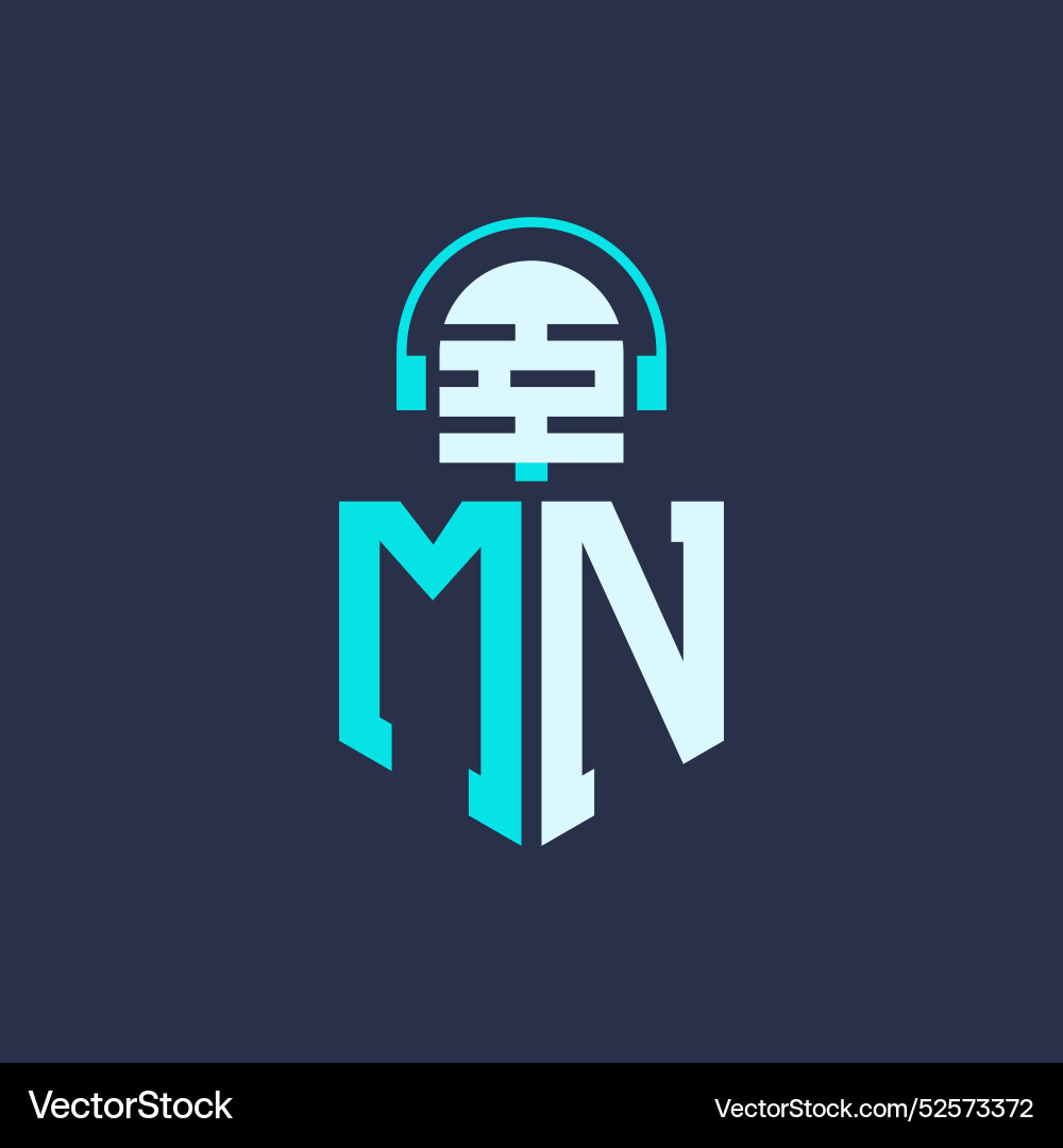 Mn microphone logo design for audio music Vector Image