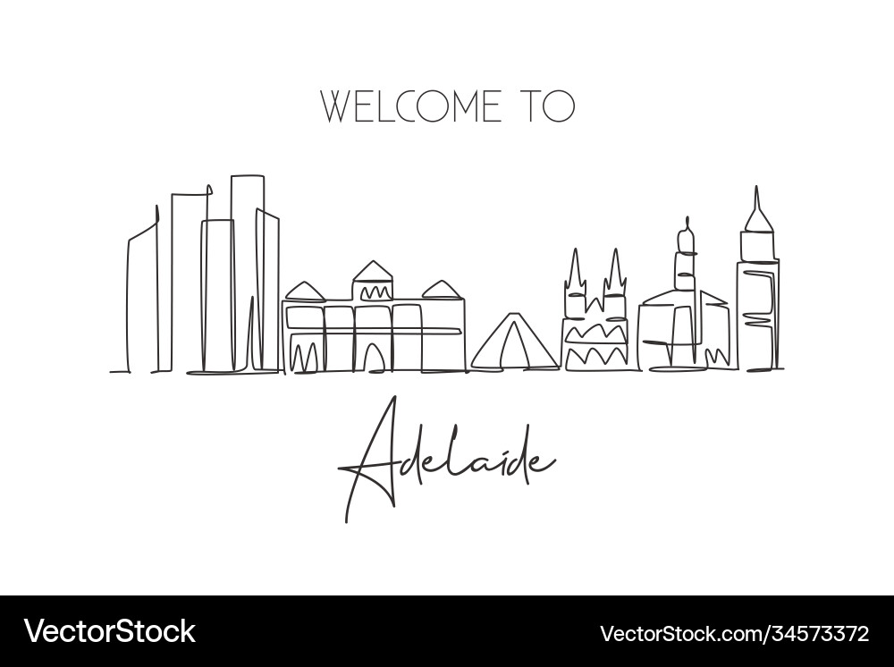 One single line drawing adelaide city skyline Vector Image