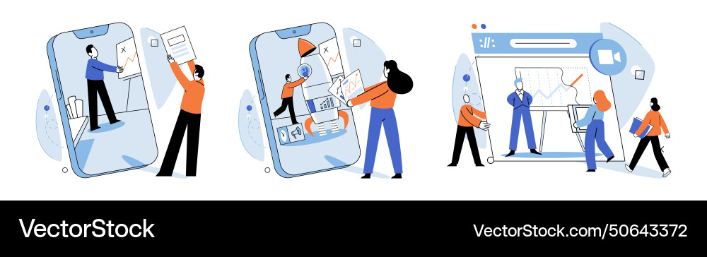 Online video meeting discussions Royalty Free Vector Image