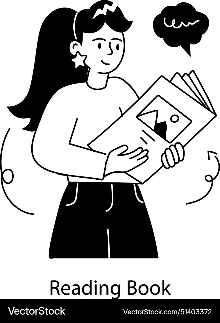 Reading book Royalty Free Vector Image - VectorStock