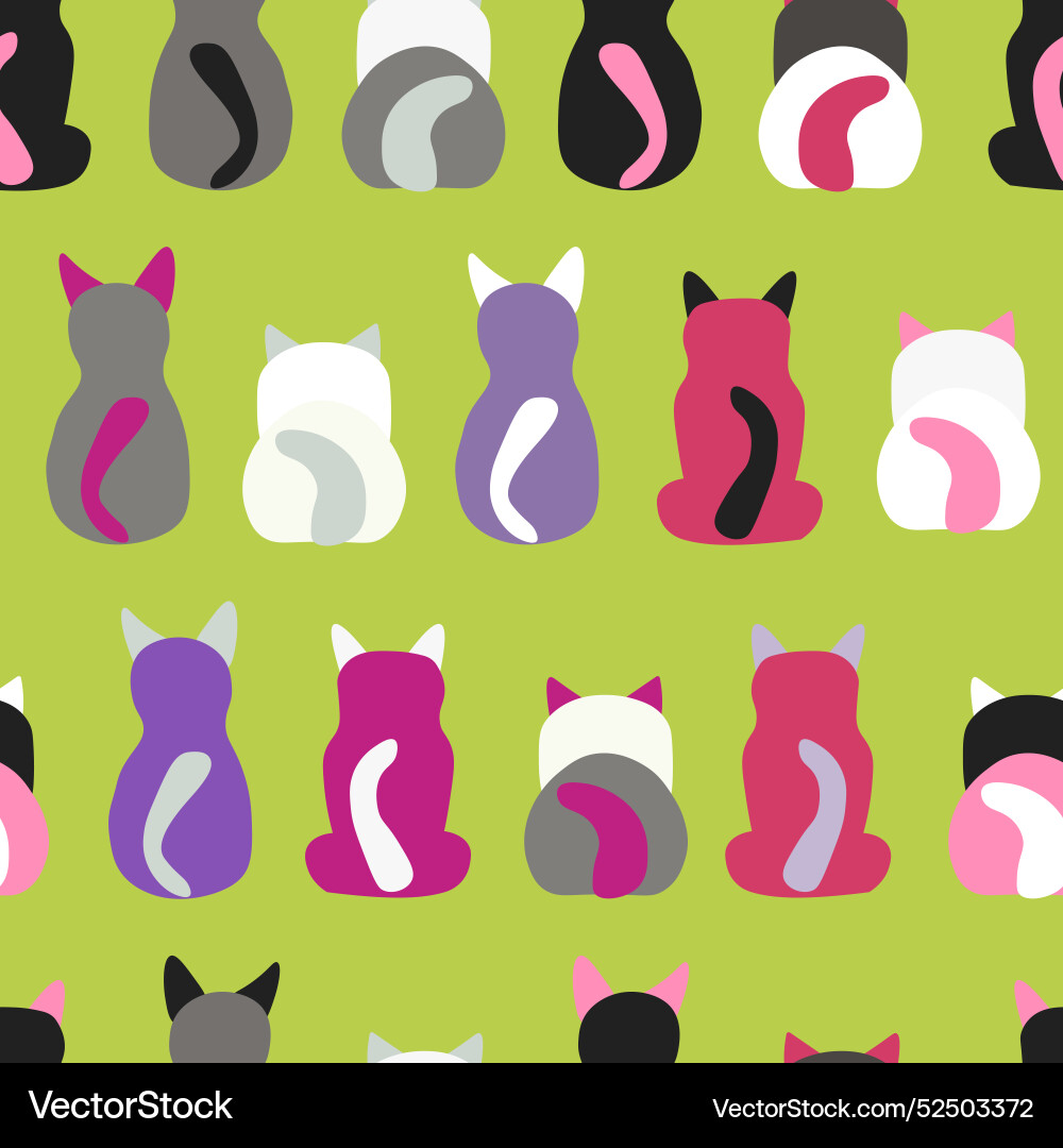 Seamless pattern with cute kitten print different Vector Image