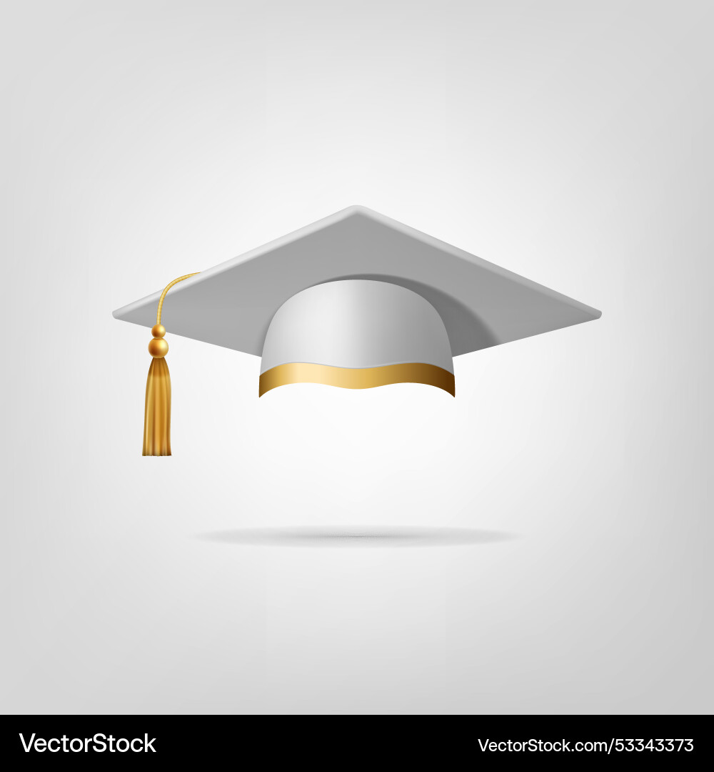 3d realistic white graduate college high school Vector Image