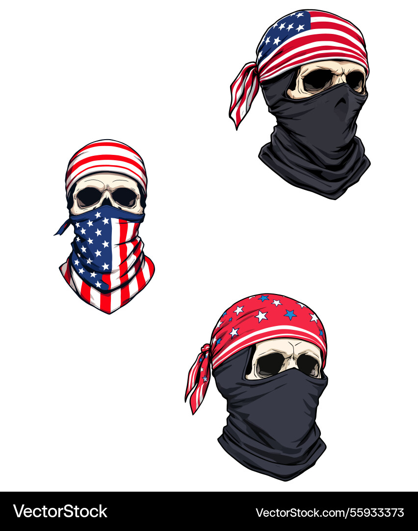 Ai-generated skull wearing balaclava and usa flag Vector Image