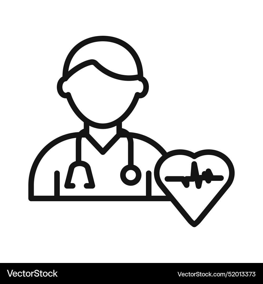Cardiologist icon black line art Royalty Free Vector Image