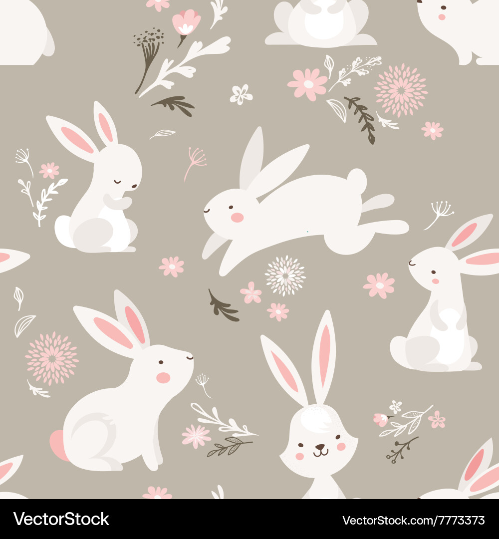 Easter seamless pattern design with bunnies Vector Image