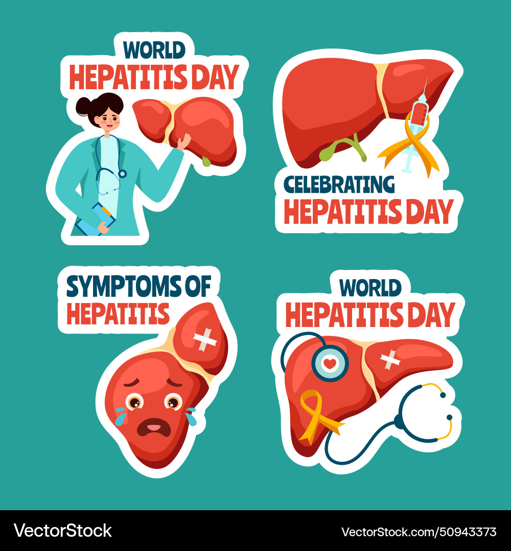 Hepatitis day label flat cartoon hand drawn Vector Image