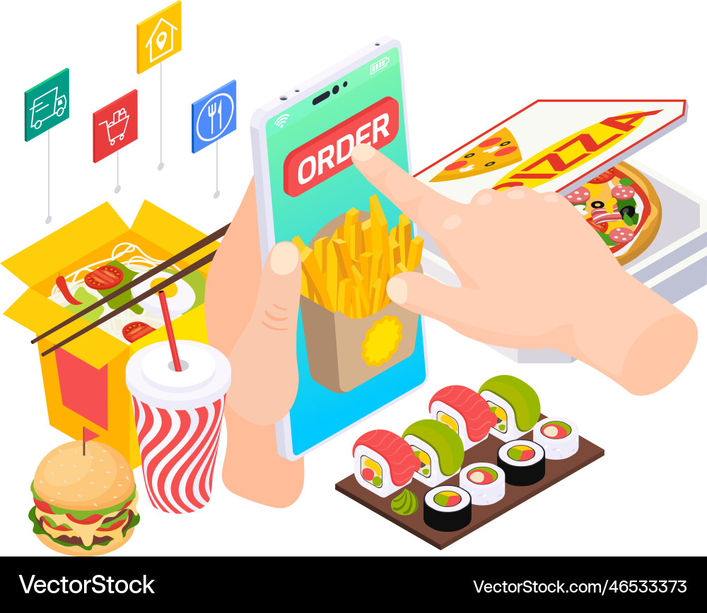 Order fastfood online composition Royalty Free Vector Image