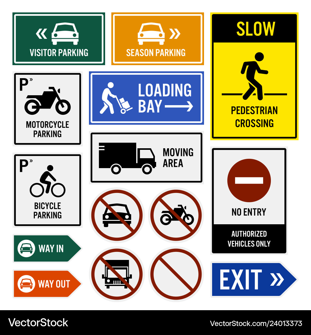 Parking area compound signs signboards a set Vector Image