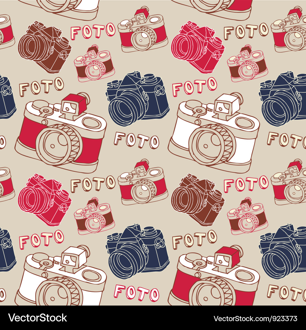 Vintage camera photography pattern Royalty Free Vector Image