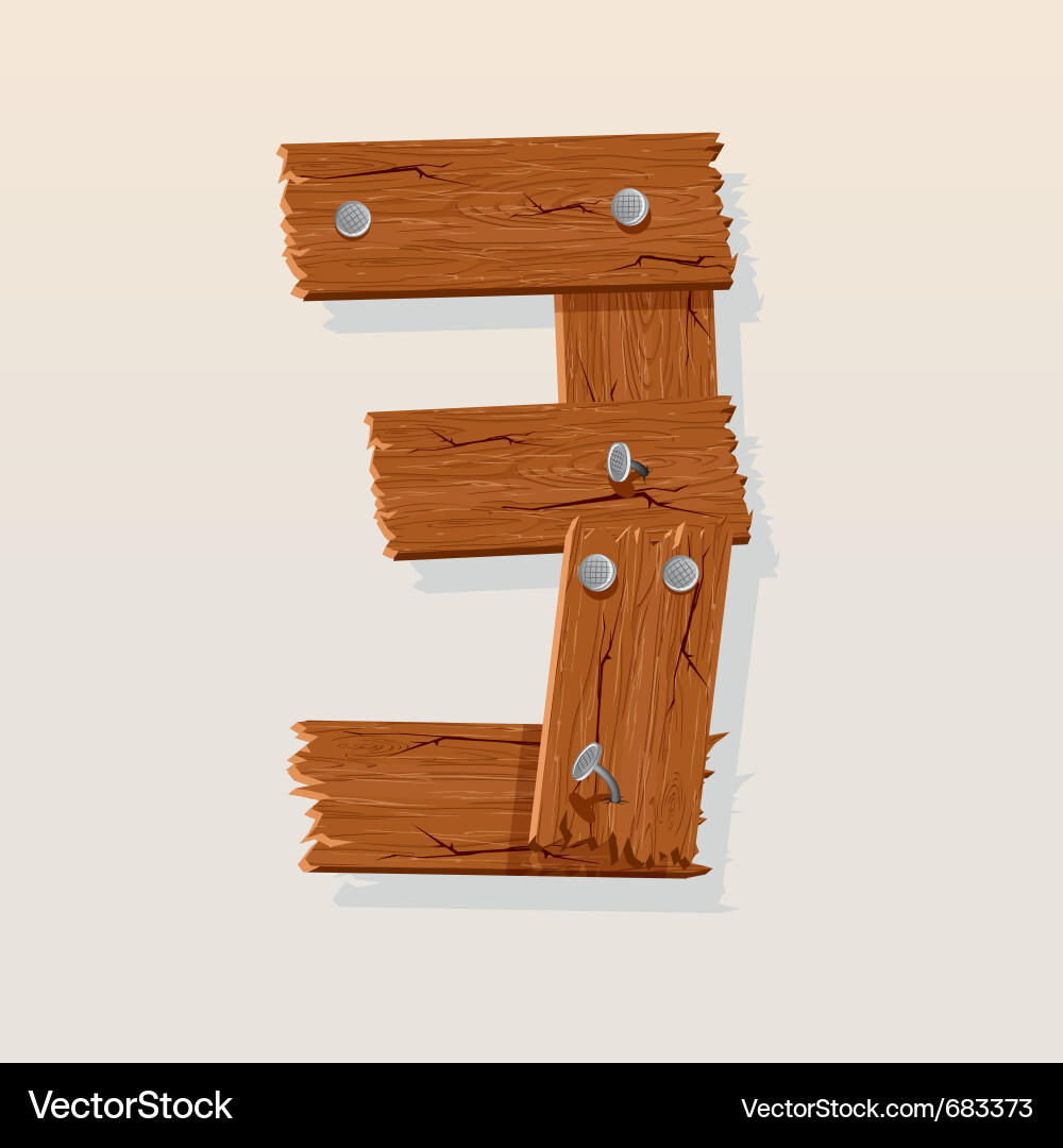 Wooden type 3 Royalty Free Vector Image - VectorStock