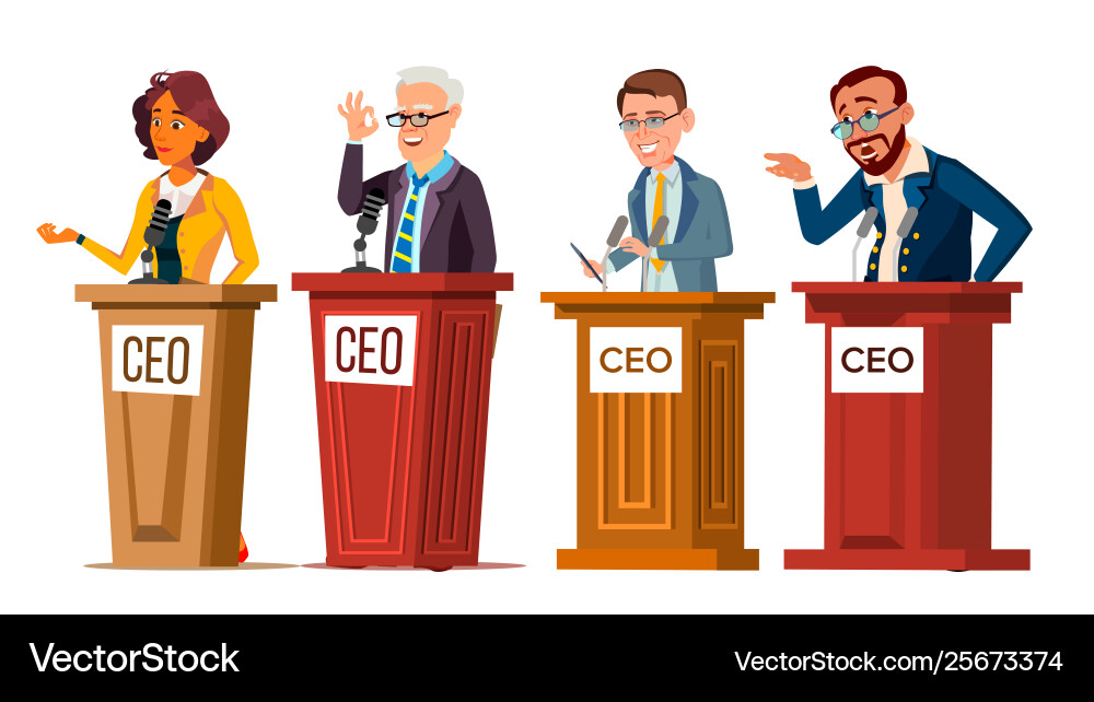 CEO Speaking on Podium Royalty Free Vector Image