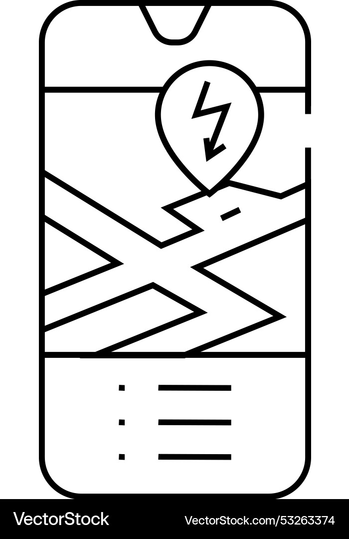 Ev charging map electric line icon Royalty Free Vector Image