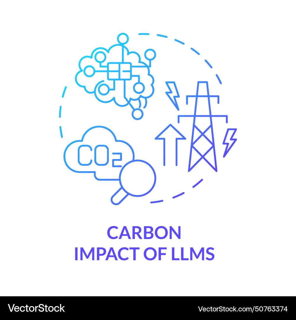 Llms carbon impact blue gradient concept icon Vector Image