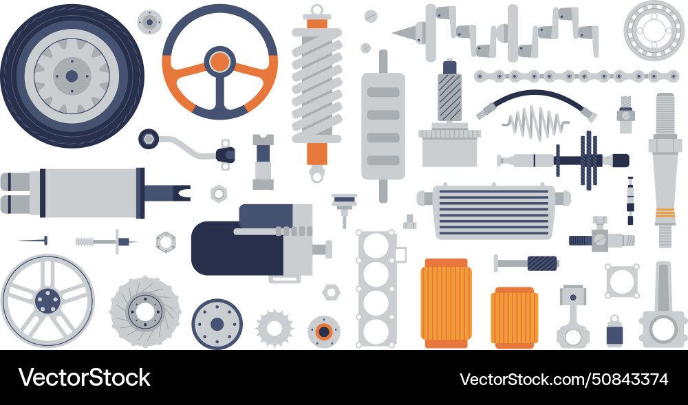 Mechanical spare parts different machine Vector Image