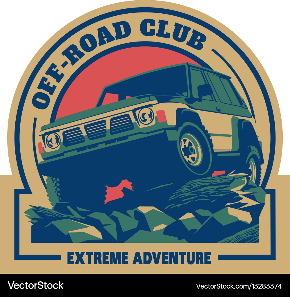Off-road car logo safari suv expedition Royalty Free Vector