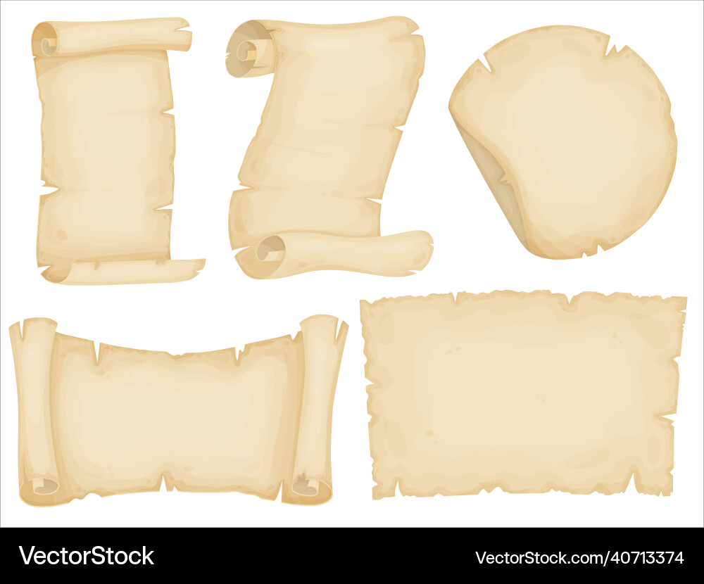 Parchment set old paper scrolls vintage letter Vector Image
