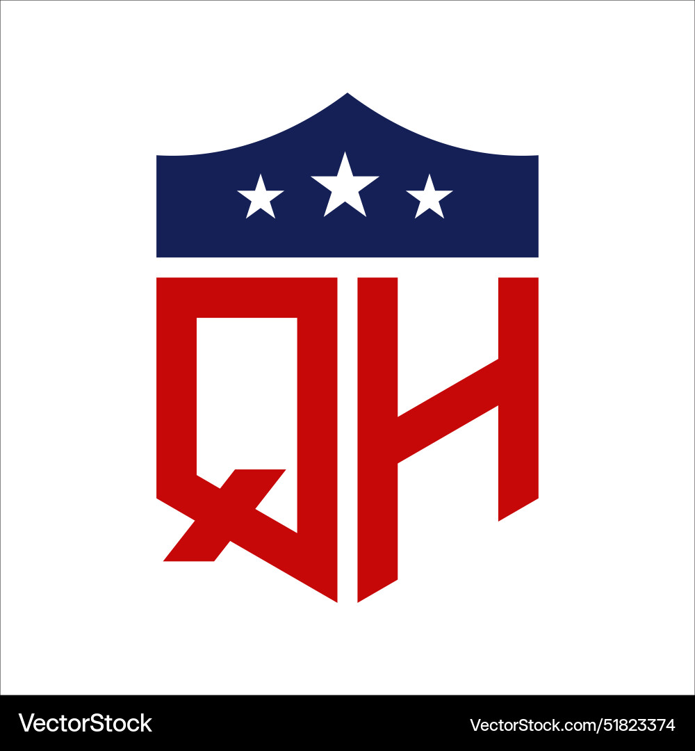 Patriotic qh logo design letter Royalty Free Vector Image