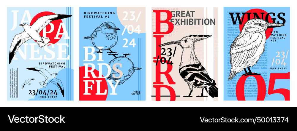 Poster design art exhibition birdwatching Vector Image