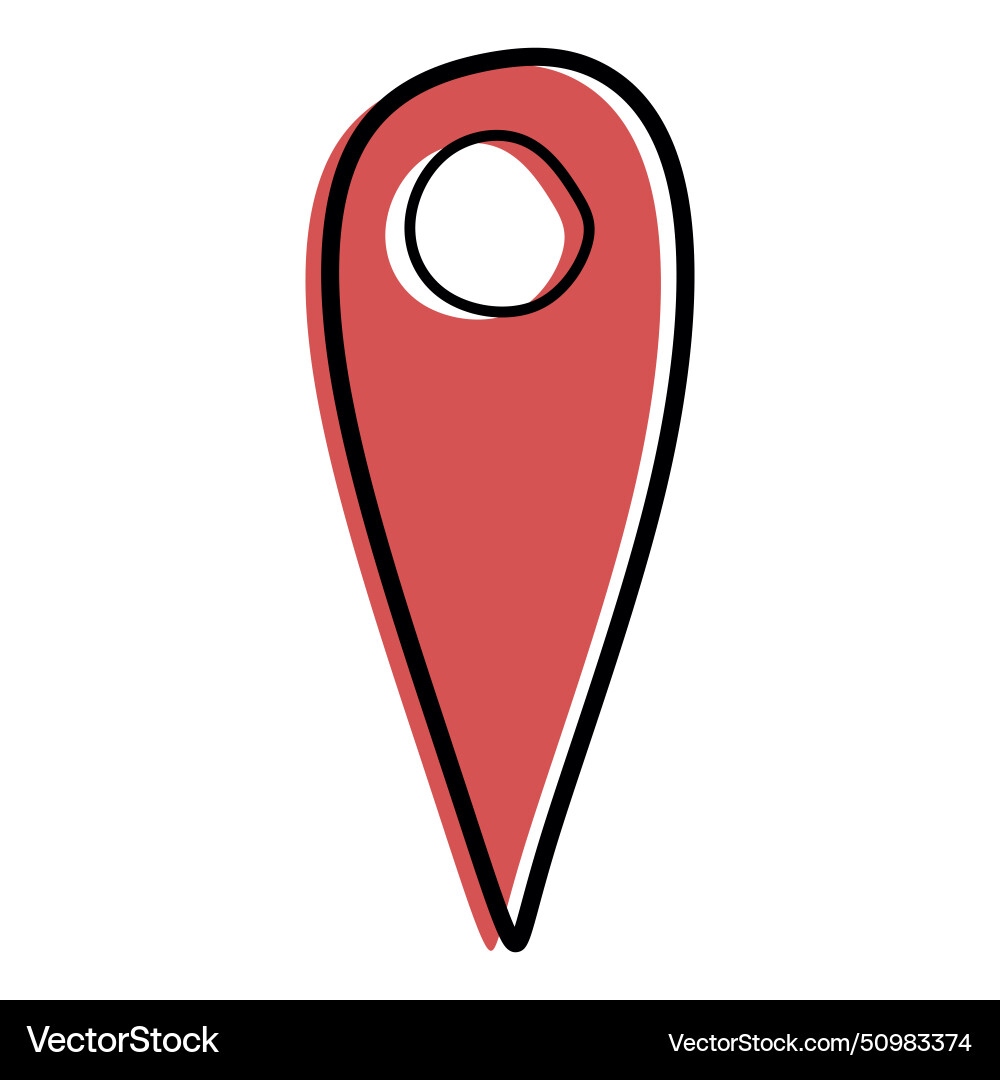 Red map location doodle icon color linear Vector Image