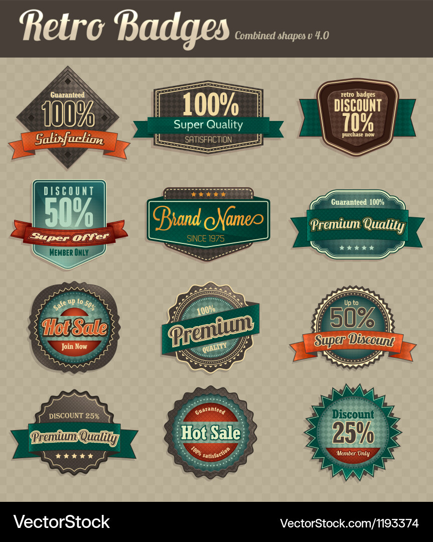 Retro badges combined Royalty Free Vector Image