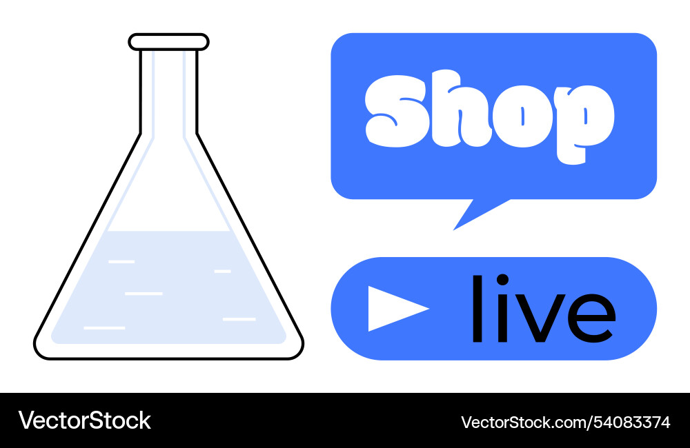 Scientific beaker with shop live symbols Vector Image