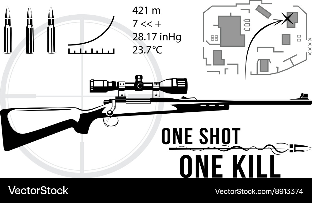 Set of firearms sniper rifles tactical map Vector Image